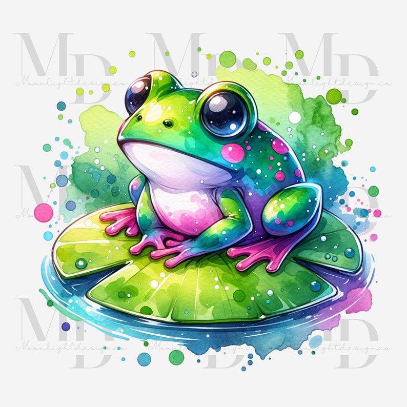 Cute Frog on Lily Pad PNG, Clipart, Instant Download - Etsy