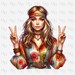 Peace Sign Hippie Girl PNG, Clipart, Instant Download, Hippie Design ...