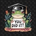 Graduation Frog PNG, Graduate, Frogs, Sublimation, Clipart, Digital ...