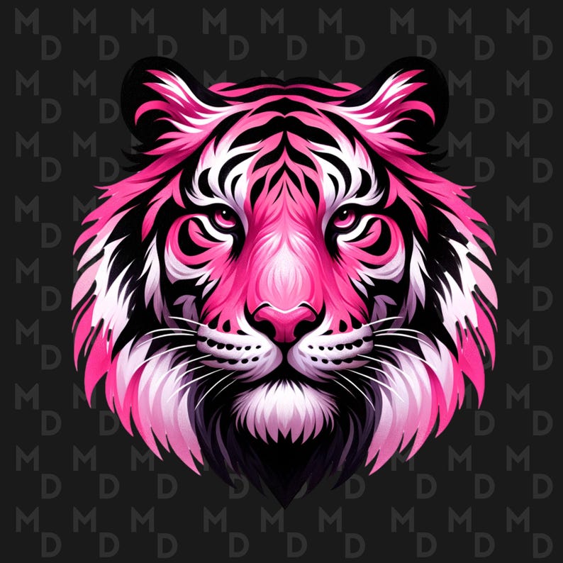 Cara de tigre rosa y negra PNG, clipart de tigre, descarga instantánea ...