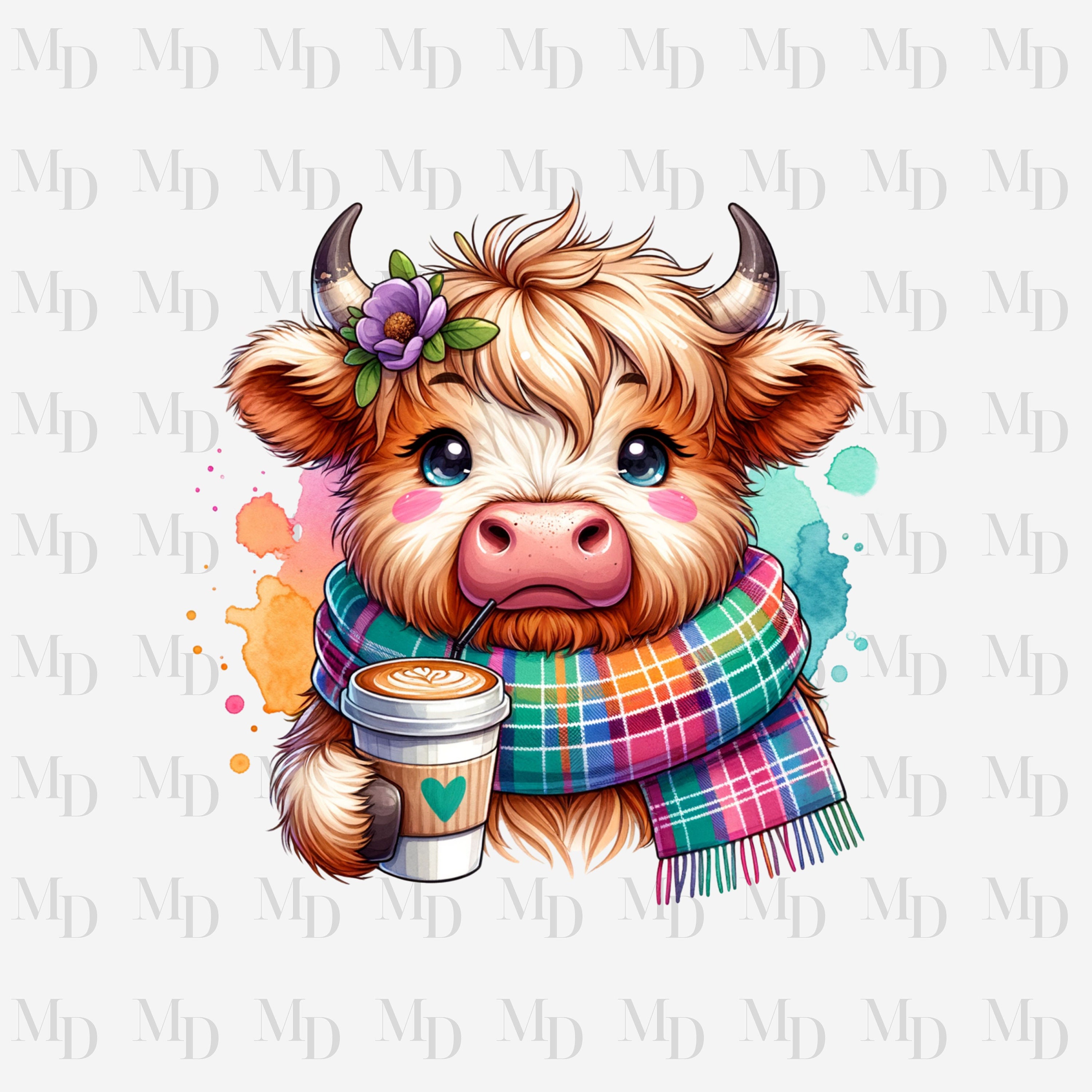 Coffee Highland Cow PNG, Clipart Instant Download - Etsy