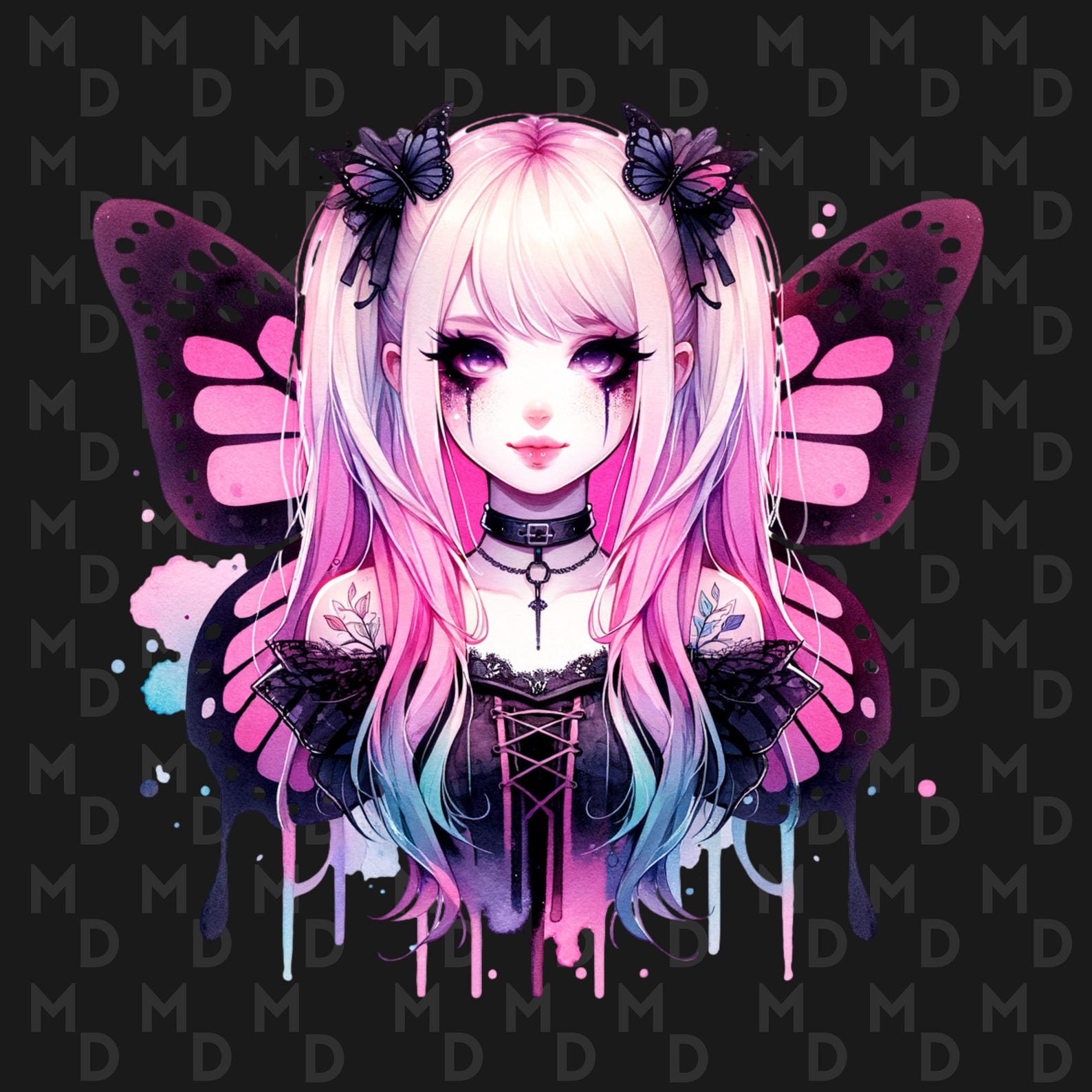 Pink Butterfly Goth Fairy PNG, Clipart, Instant Download, Fairy Design ...
