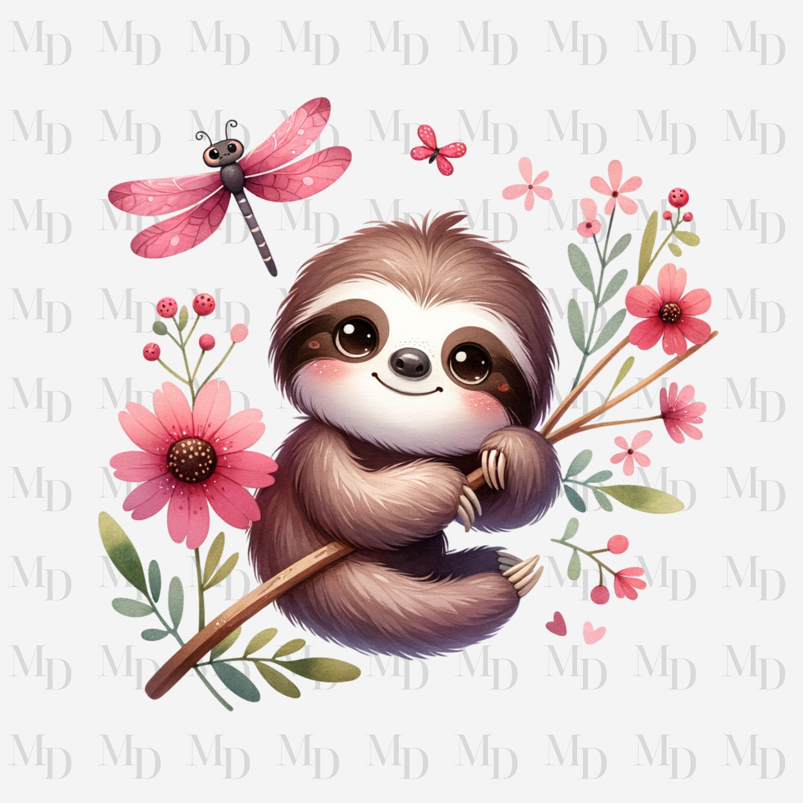 Cute Sloth PNG, Pink Flower Sloth, Clipart, Digital Download, PNG ...