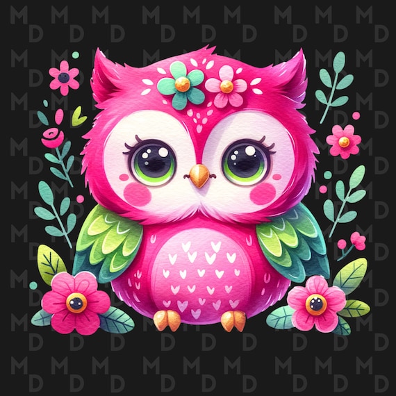 Pink And Green Owl