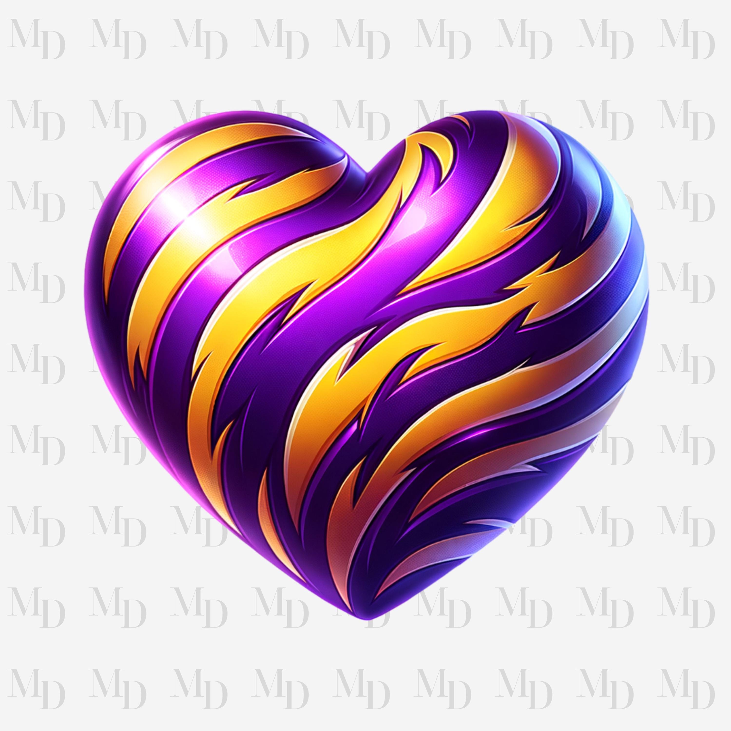 Purple and Yellow Tiger Stripe Heart PNG, Instant Download, School ...