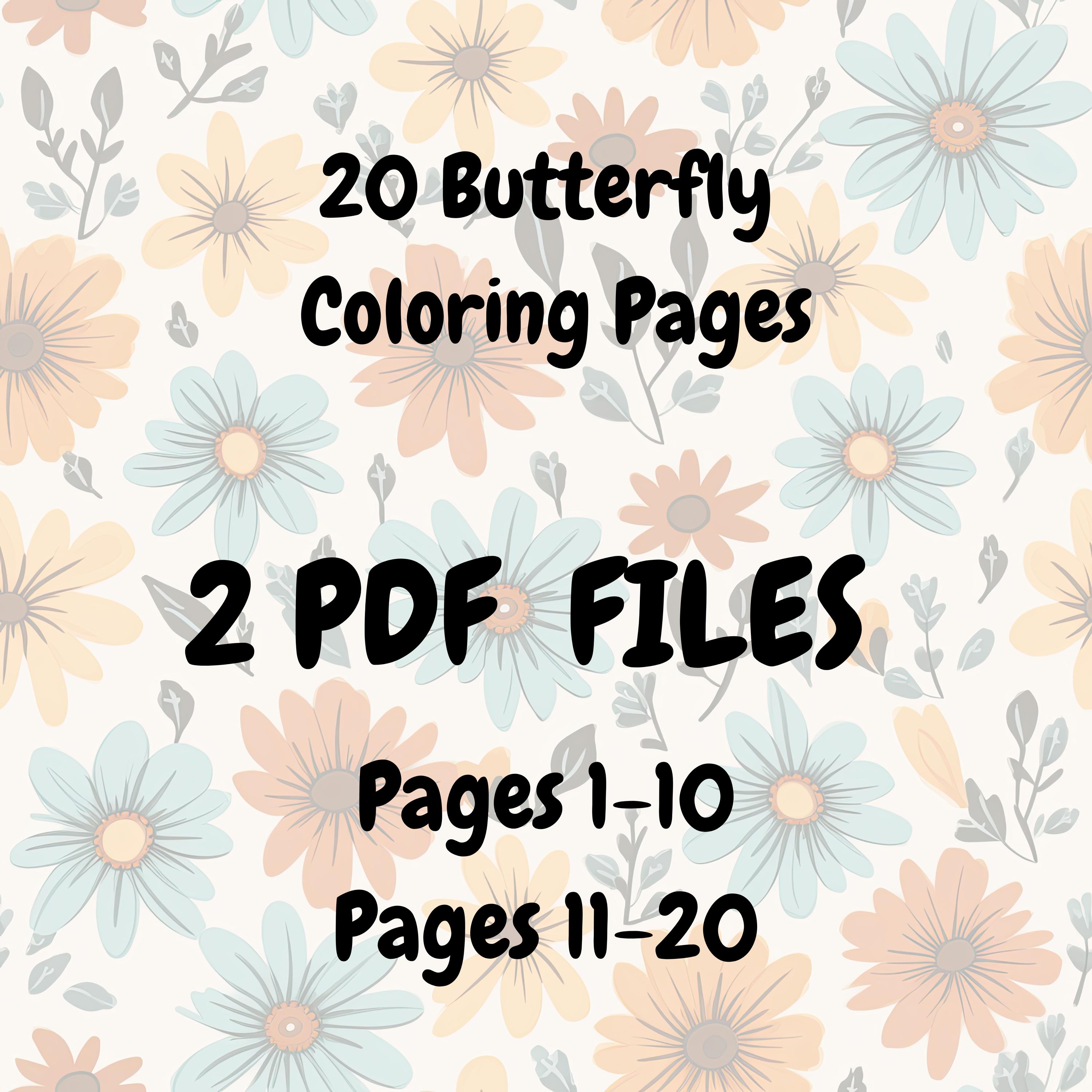 Butterfly Coloring Page, Instant Download, Printable, 20 Assorted Pages ...