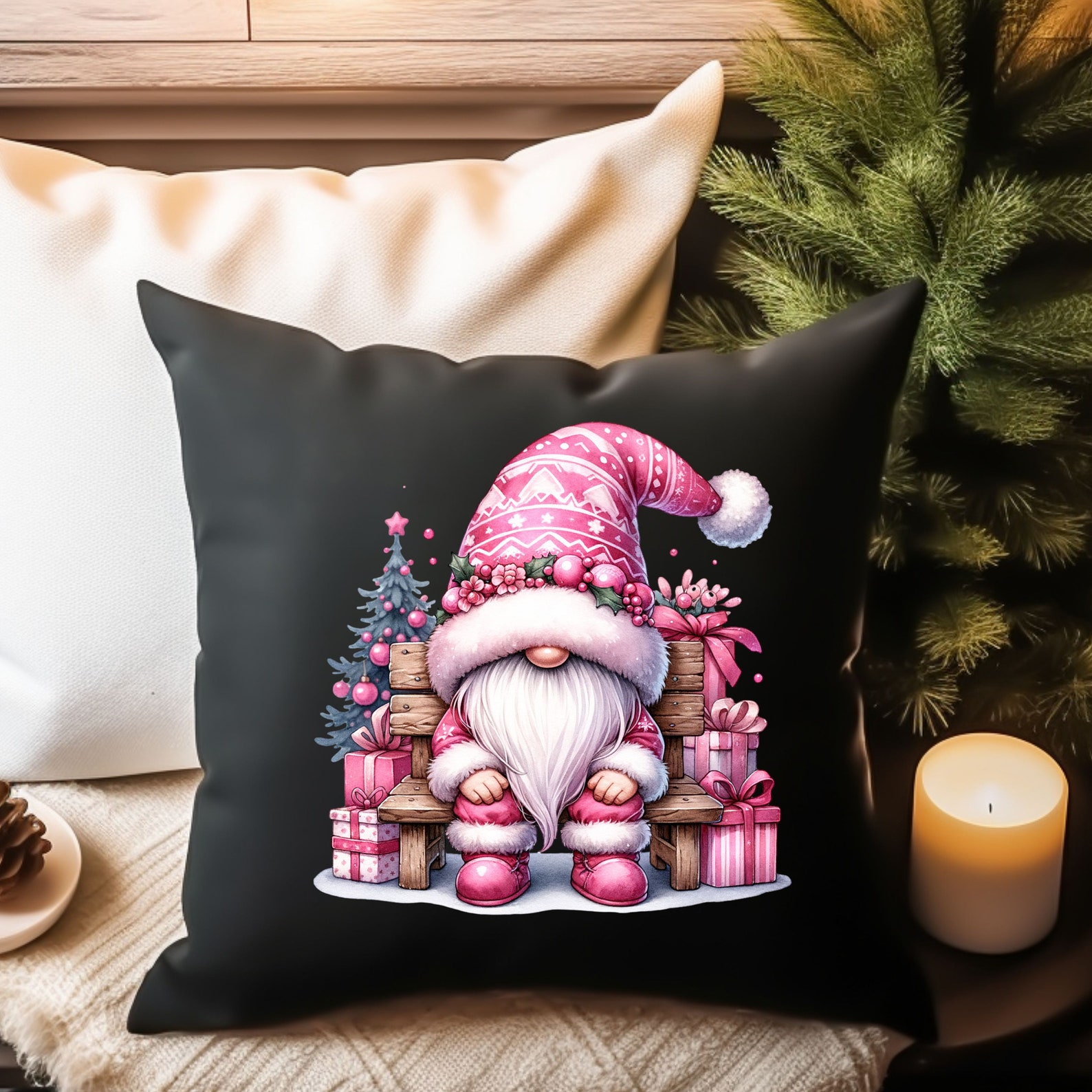 Gnome Pink Christmas PNG, Instant Download, Christmas Clipart - Etsy