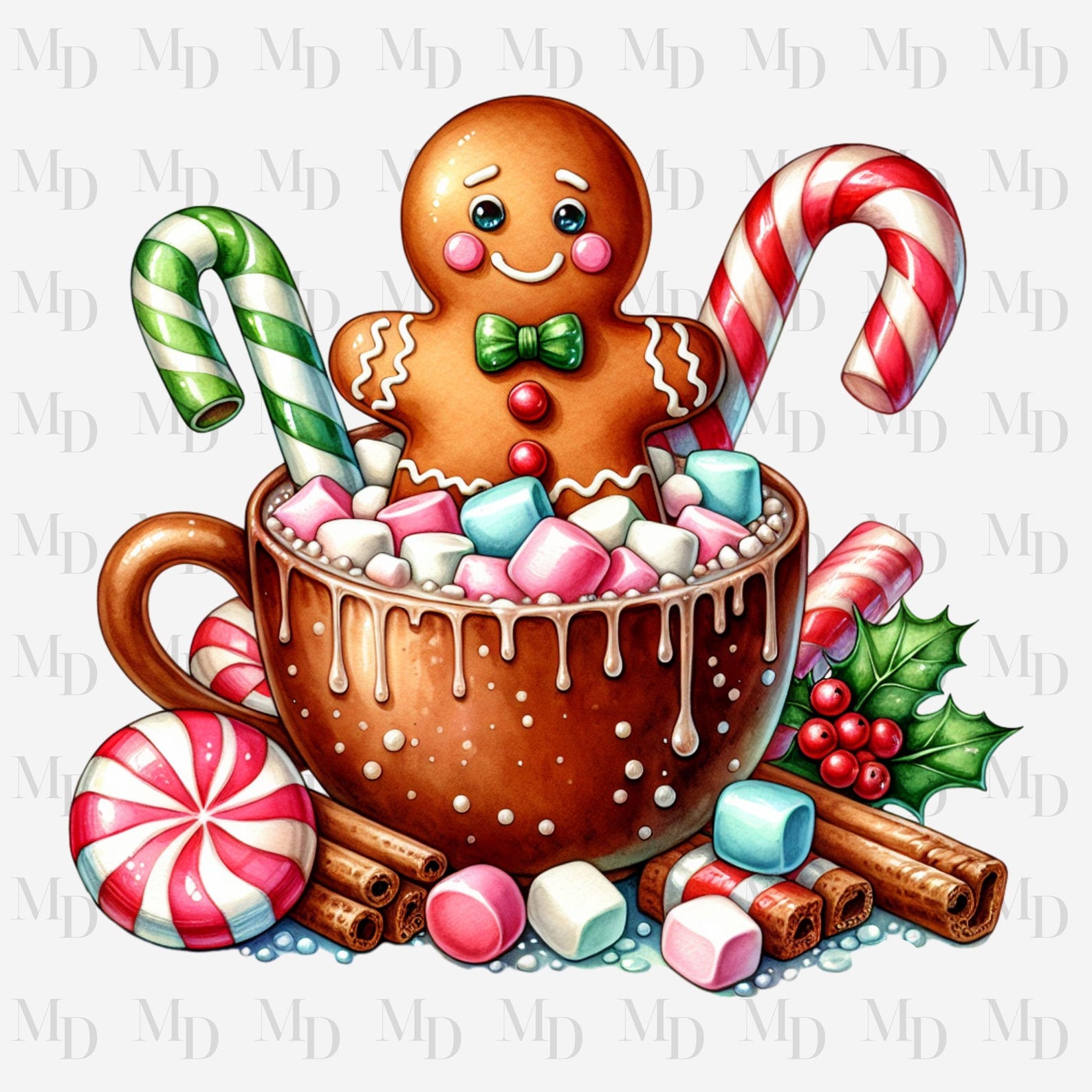 Christmas Gingerbread Man Hot Coco PNG, Instant Download, Digital ...