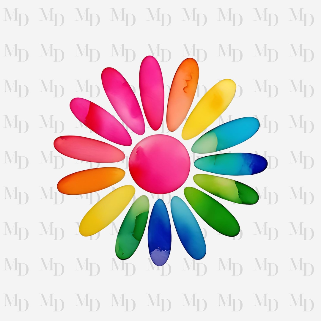 Rainbow Daisy Watercolor PNG, Flower Clipart Instant Download ...