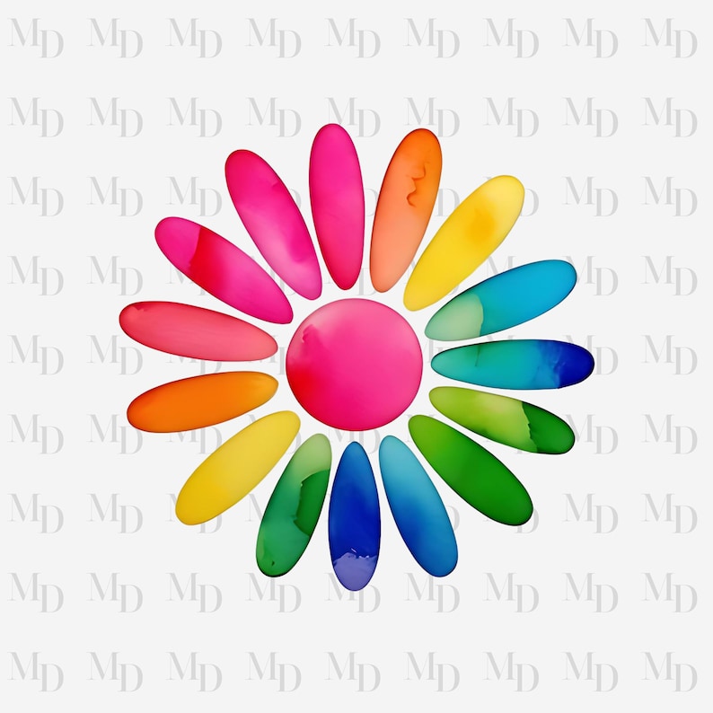 Rainbow Daisy Watercolor PNG, Flower Clipart Instant Download ...