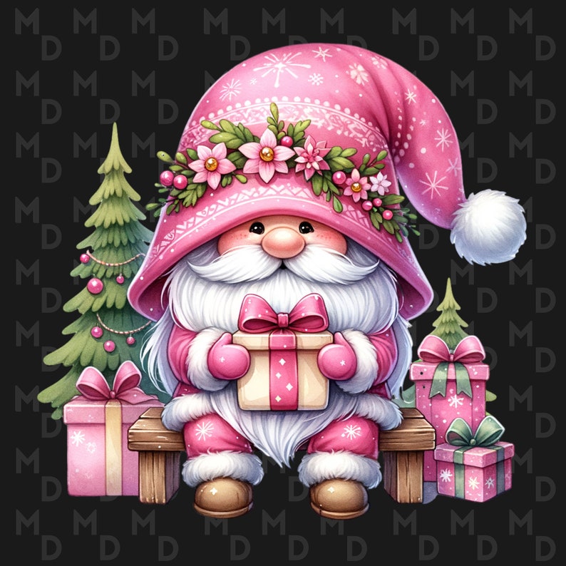 Gnome Pink Christmas PNG, Instant Download, Christmas Clipart - Etsy
