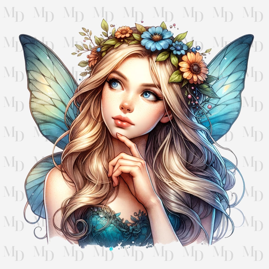 Beautiful Thinking Fairy PNG, Clipart, Instant Download, Digital ...