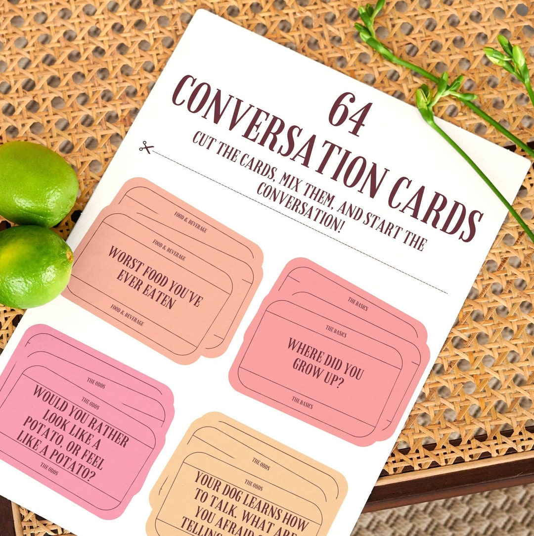 64 Conversation Cards Print at Home, Date Night Cards, Date Night Ideas ...