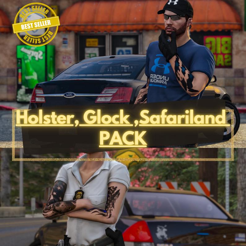 Holster and Glock Attachment Pack Fivem ,police Safariland 7378 7TS ALS ...