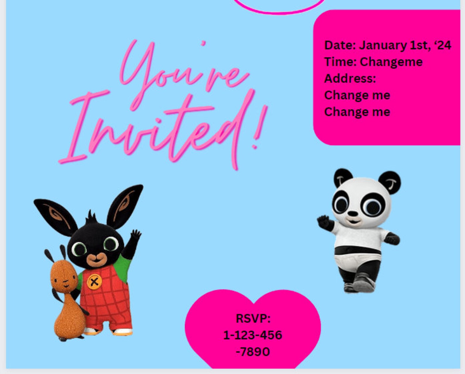 Bing Birthday Invitations (canva Template) - Etsy