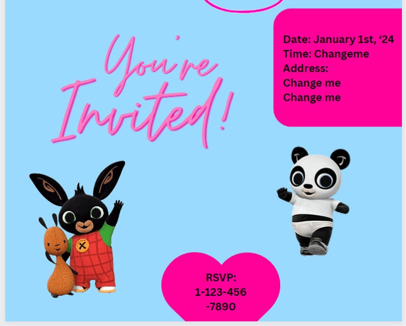 Bing Birthday Invitations (canva Template) - Etsy