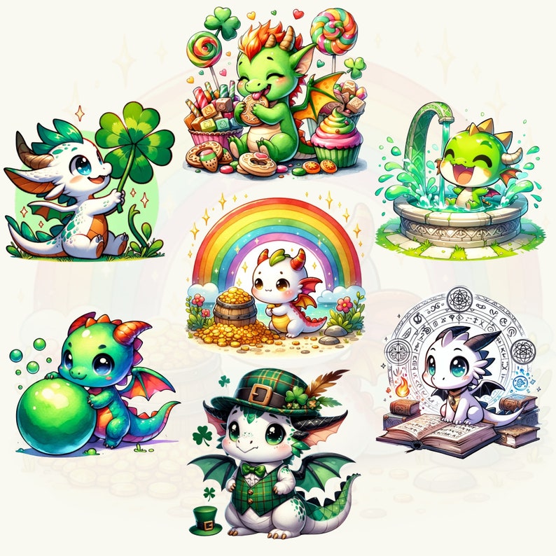 Watercolor St. Patrick's Day Dragon Clipart - Festive Dragon PNG ...