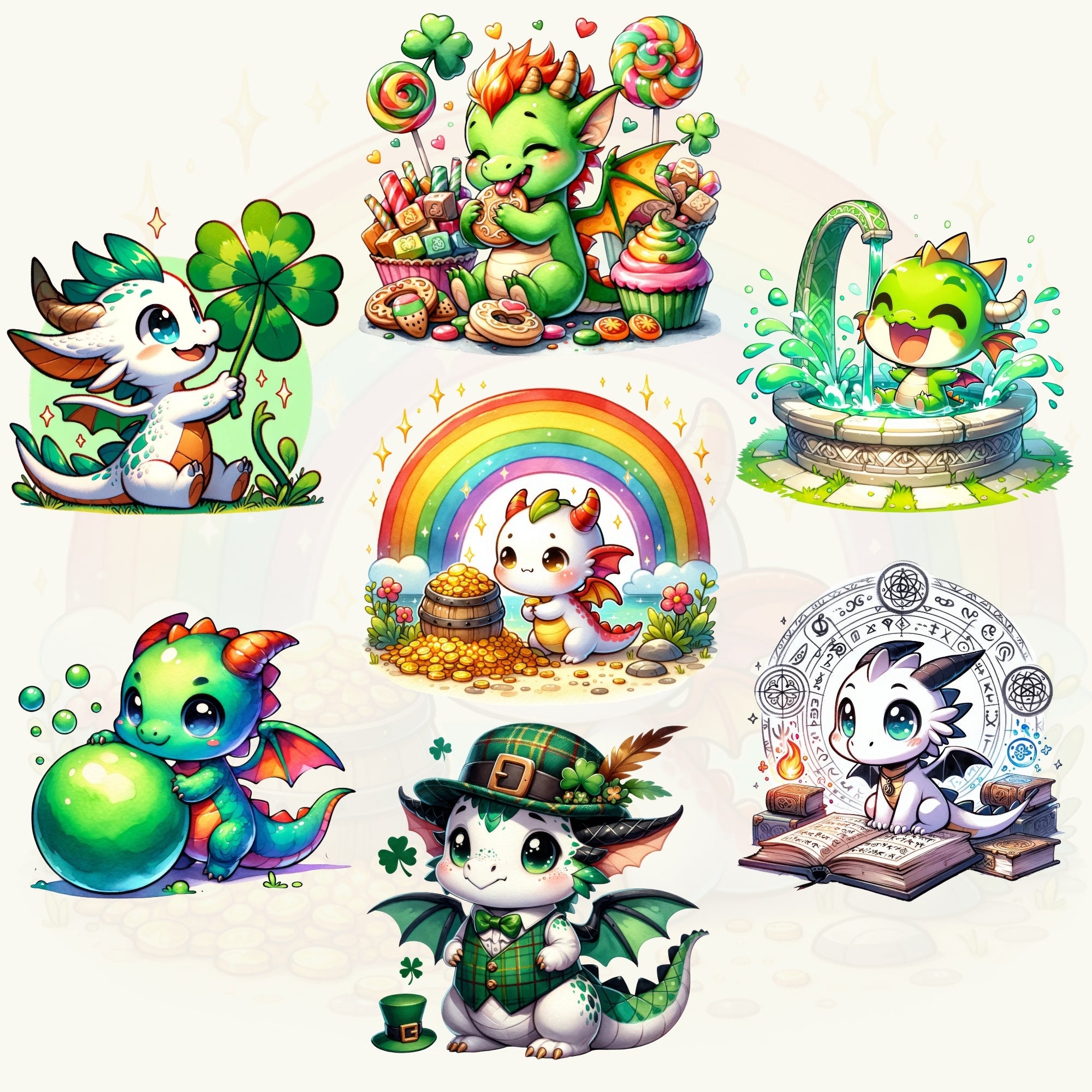 Watercolor St. Patrick's Day Dragon Clipart - Festive Dragon PNG ...