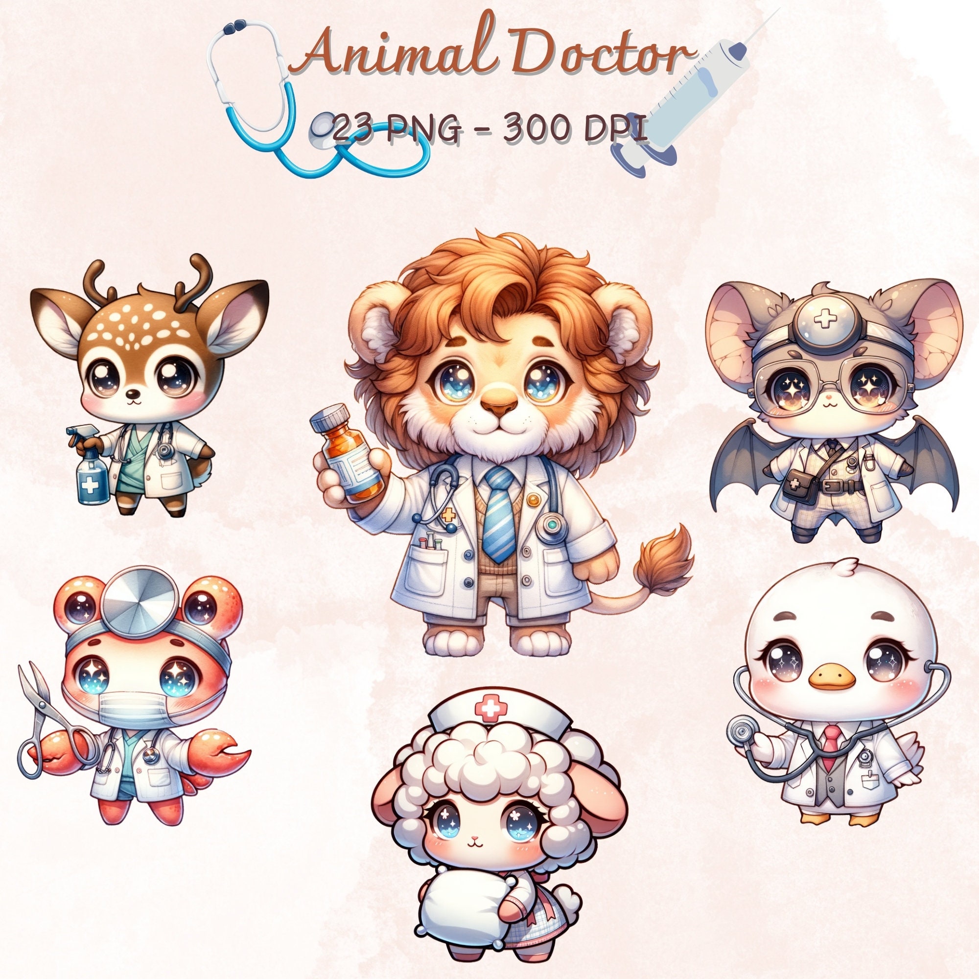 Adorable Animal Doctor Clipart - Cute Veterinary Professionals Digital ...