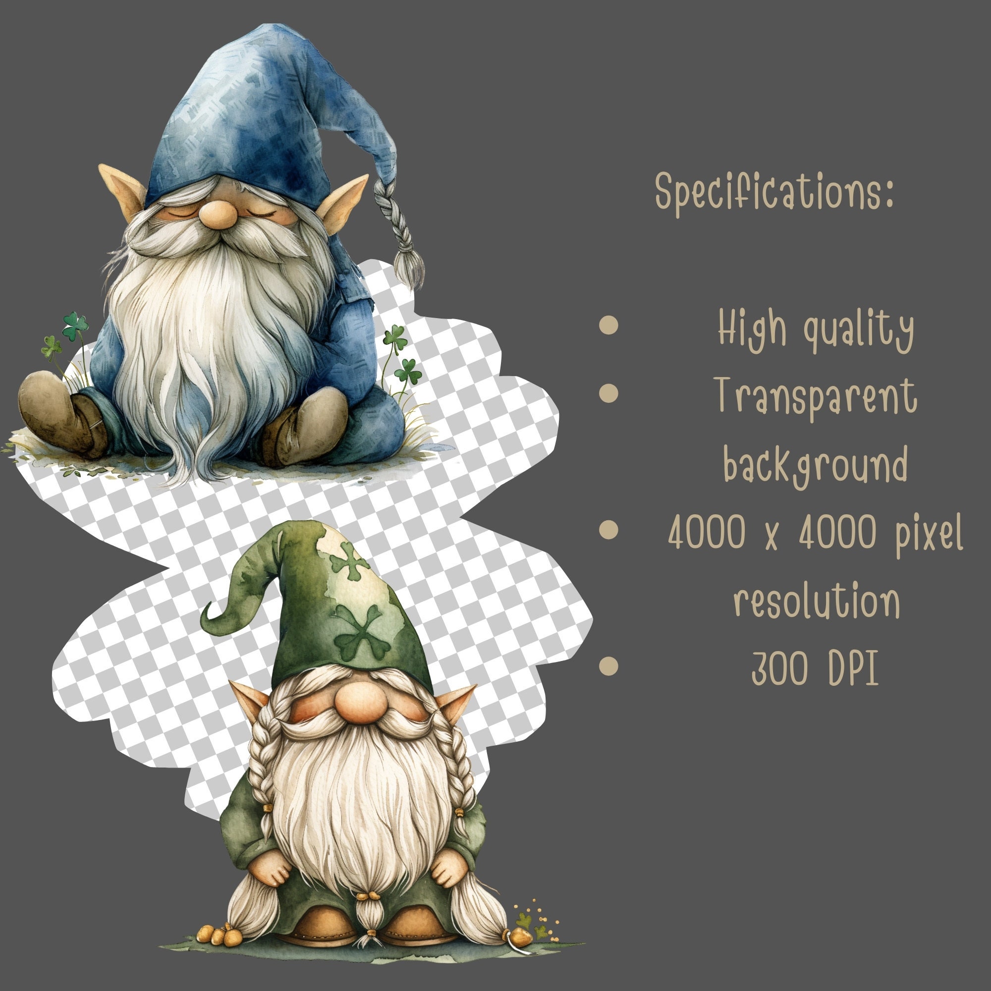 Watercolor St Patrick's Day, Festive Gnomes Clipart, Gnomes PNG ...