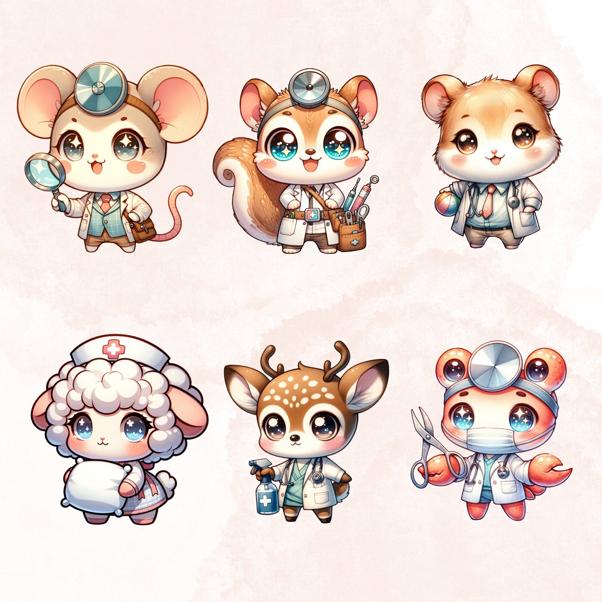 Adorable Animal Doctor Clipart - Cute Veterinary Professionals Digital ...