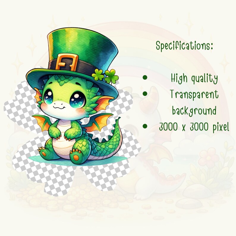 Watercolor St. Patrick's Day Dragon Clipart - Festive Dragon PNG ...