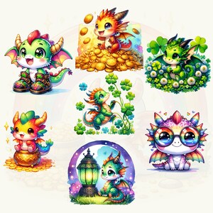 Watercolor St. Patrick's Day Dragon Clipart - Festive Dragon PNG ...