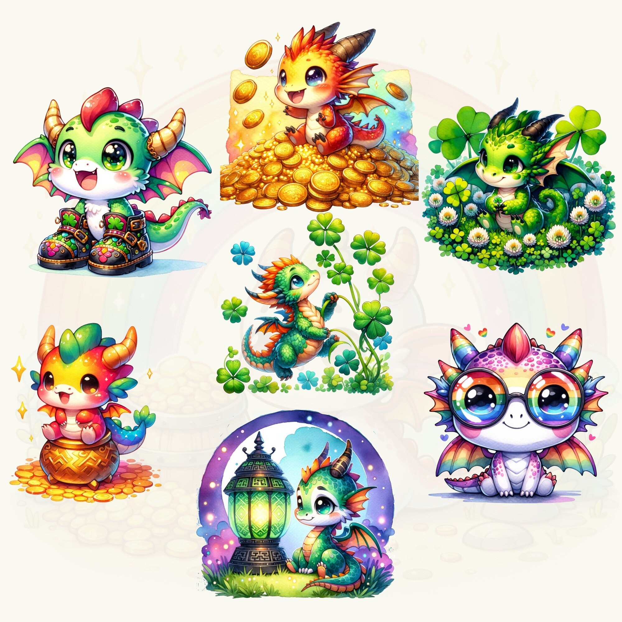 Watercolor St. Patrick's Day Dragon Clipart - Festive Dragon PNG ...