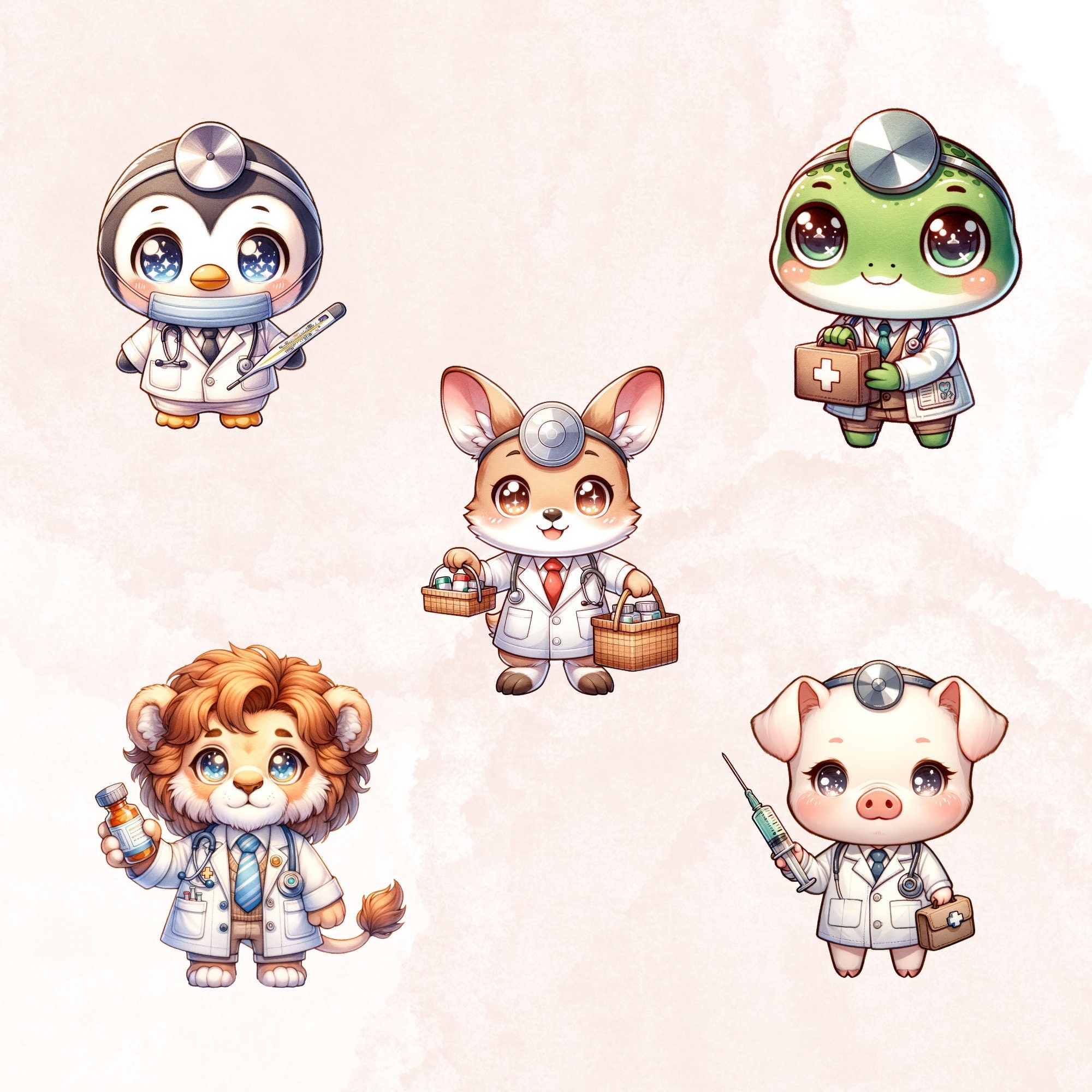 Adorable Animal Doctor Clipart - Cute Veterinary Professionals Digital ...