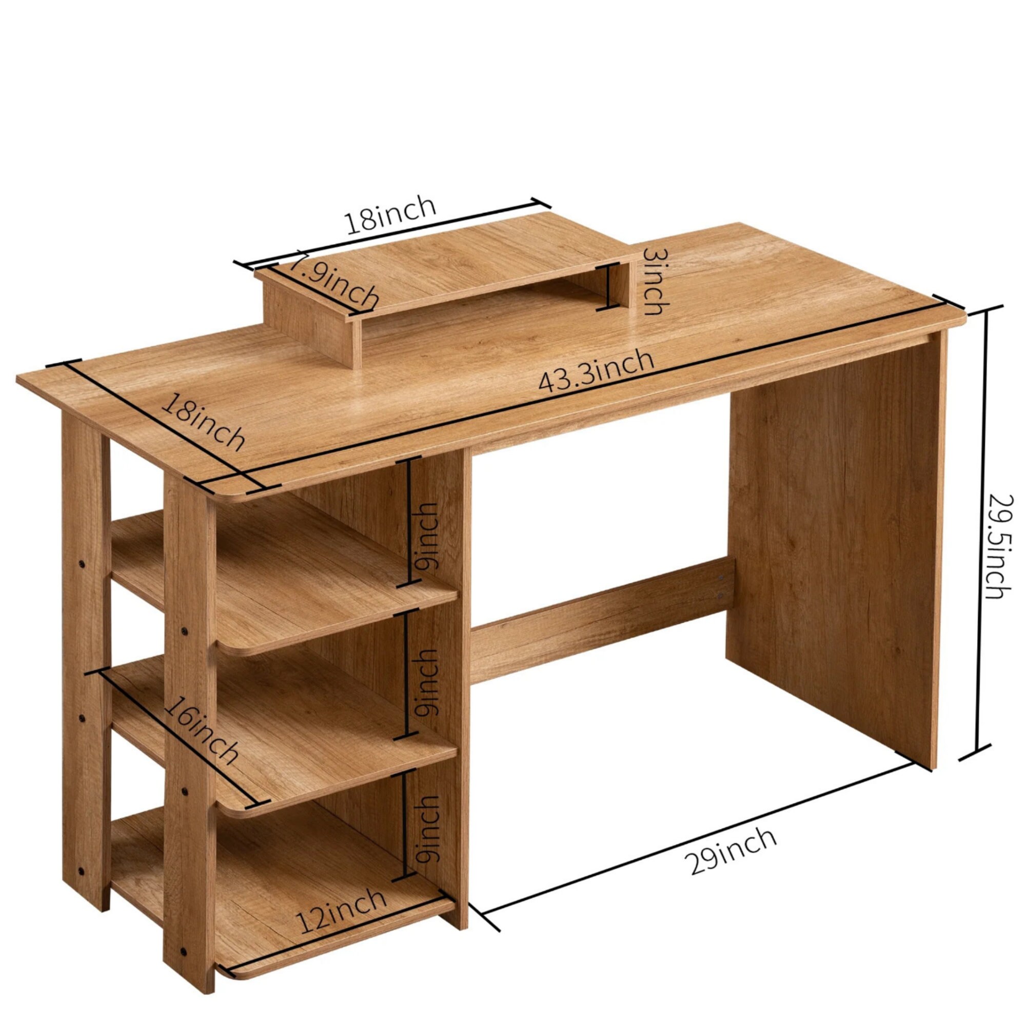 Computer Desk Study Table Writing Shelves Home Office Wooden ...