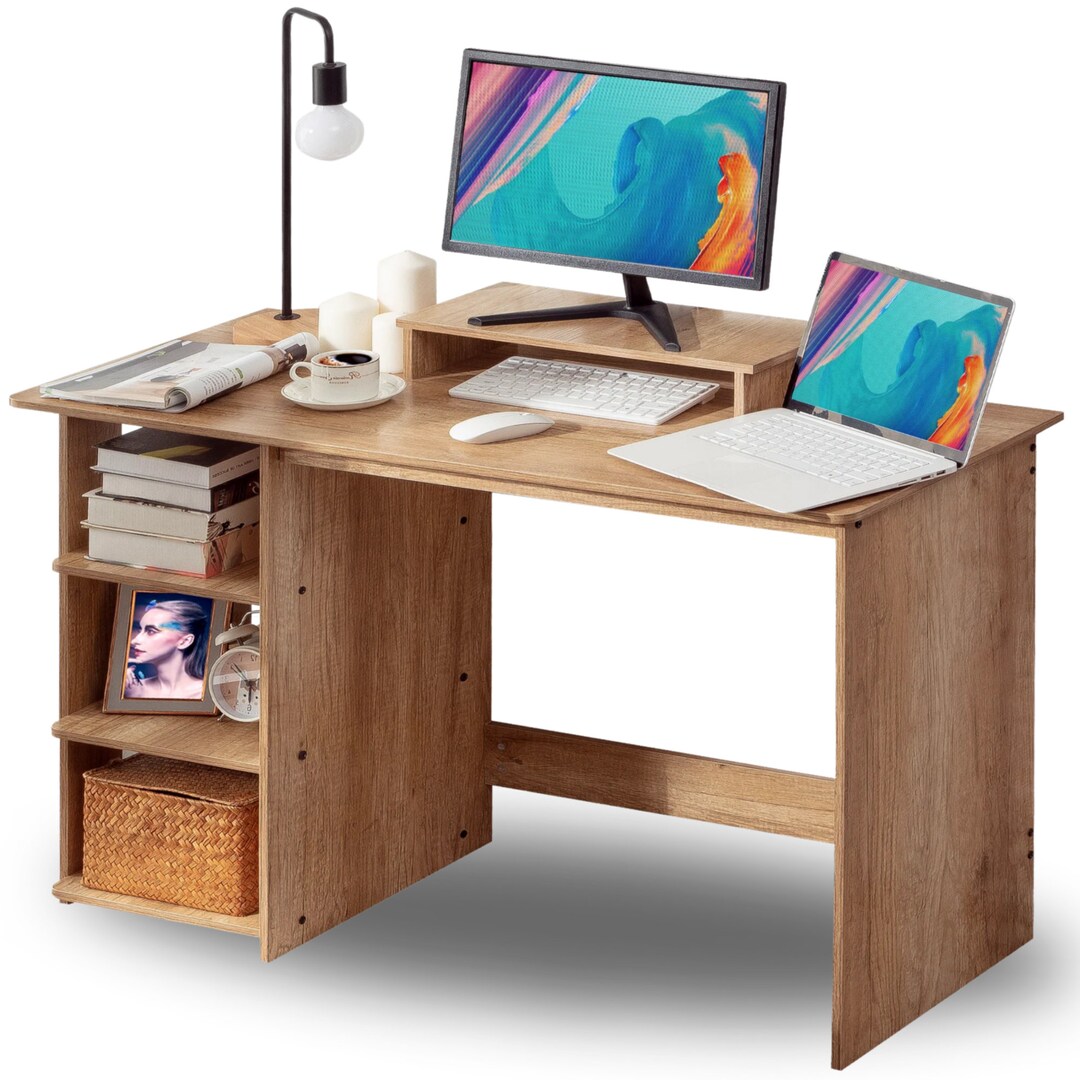 Computer Desk Study Table Writing Shelves Home Office Wooden ...
