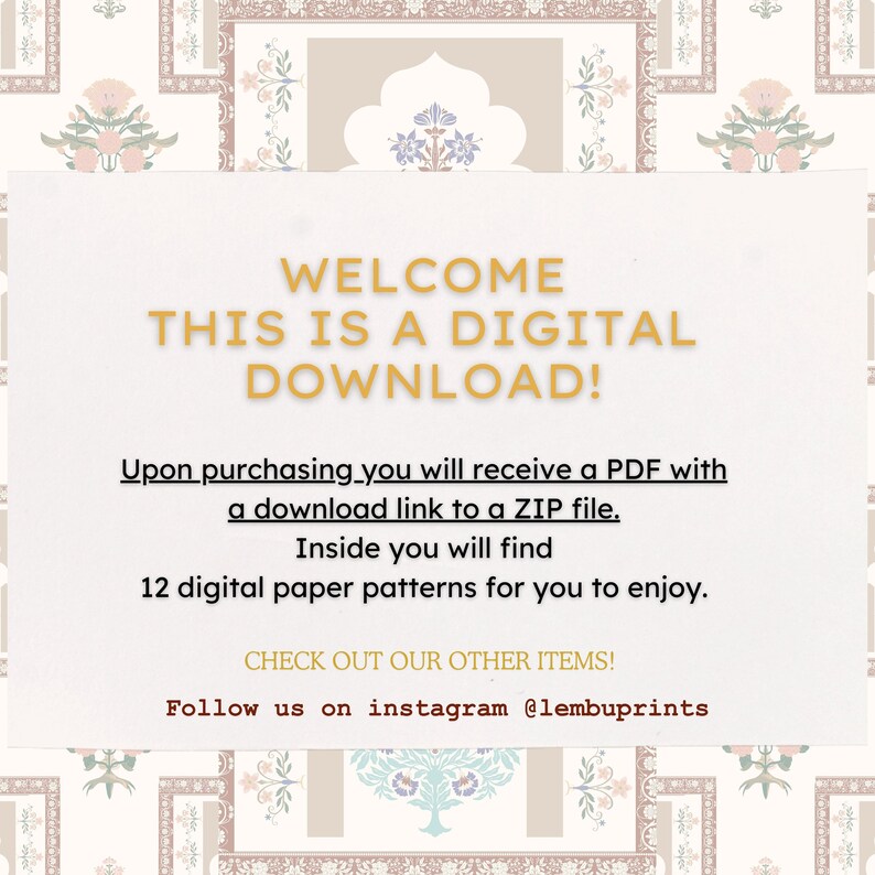 Indian Floral Seamless Patterns | Floral Digital Paper | Digital Paper ...