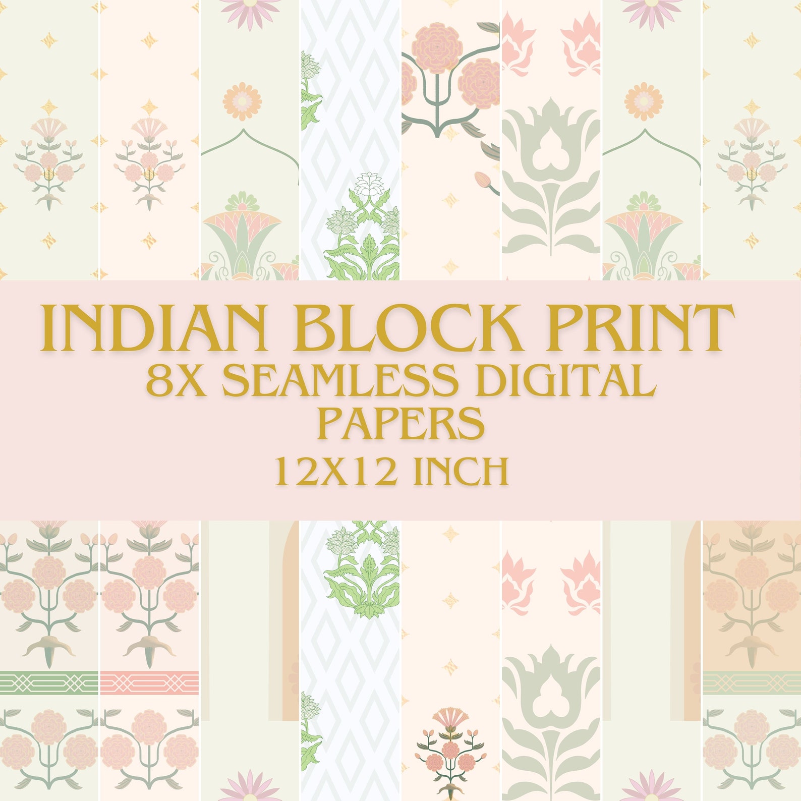 Printable Indian Block Print Papers | Islamic Geometric Art Bundle ...
