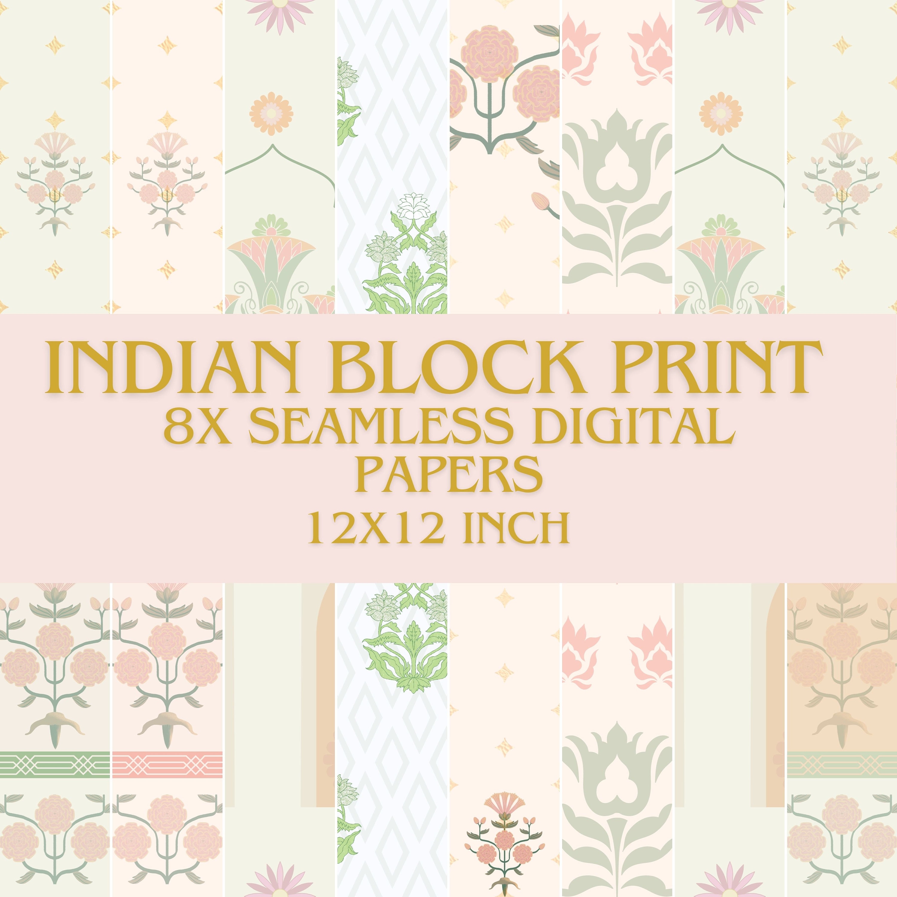 Printable Indian Block Print Papers | Islamic Geometric Art Bundle ...
