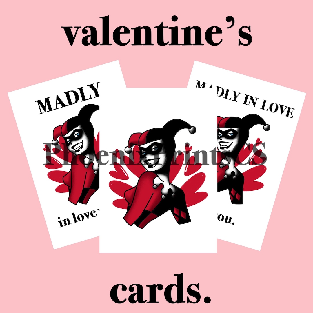 Harley Quinn Valentines Day Cards madly in Love With You Couples ...