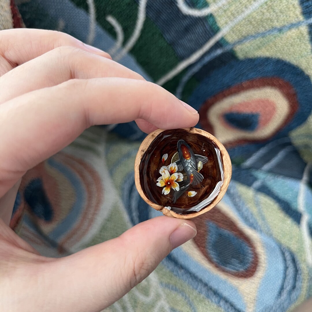 Emery-small Manual Drawing Koi Aquarium, Epoxy Resin Mini Aquarium ...