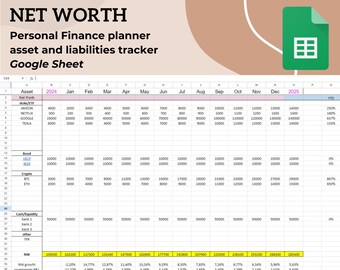 Net Worth Tracker Spreadsheet Template for Google Sheets, Net Worth ...
