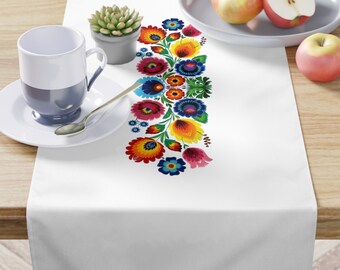 Vintage Polish Linen Table Runner, Hand Painted Cepelia Folk Art, New ...