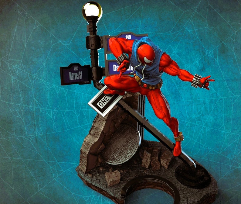 Scarlet Spider Diorama 3D Stl, File for 3D Printing, Decor for Gamer ...