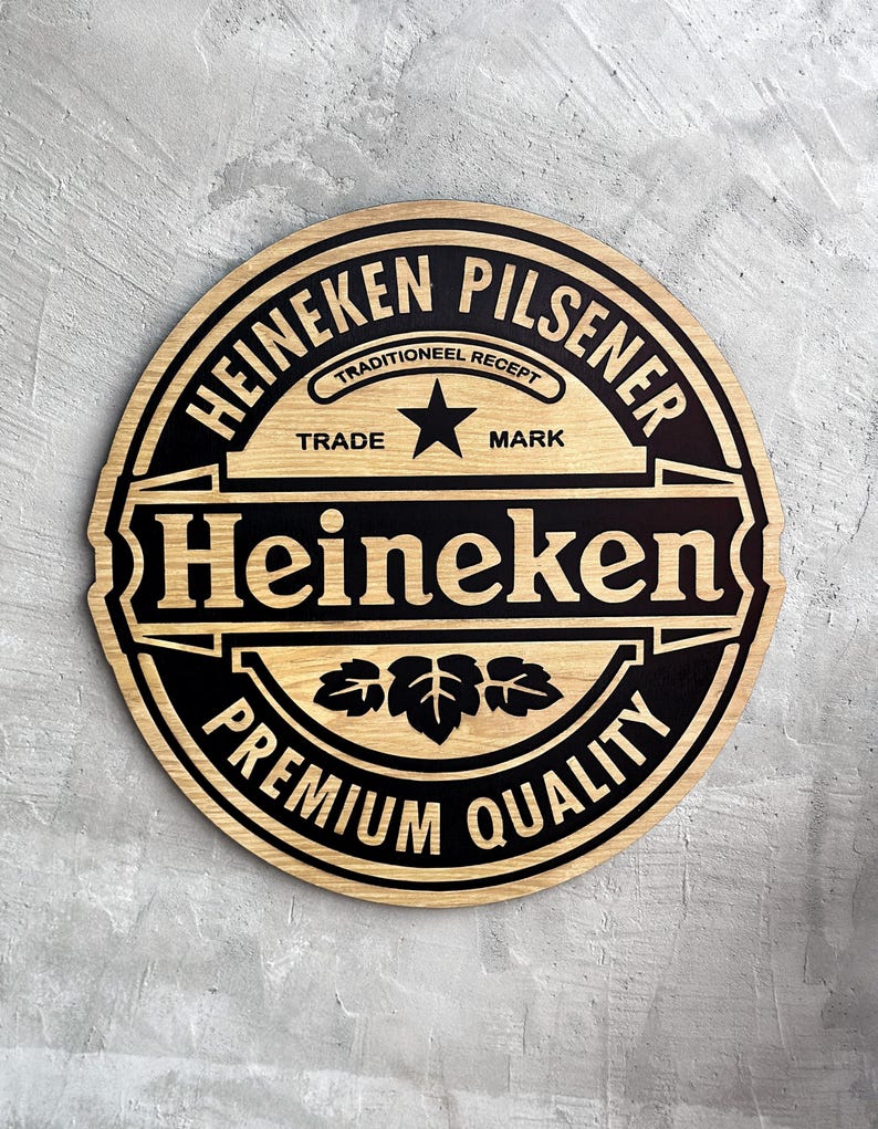 Heineken Wood Sign 3D Wall Decoration Size 40x40 Cm - Etsy