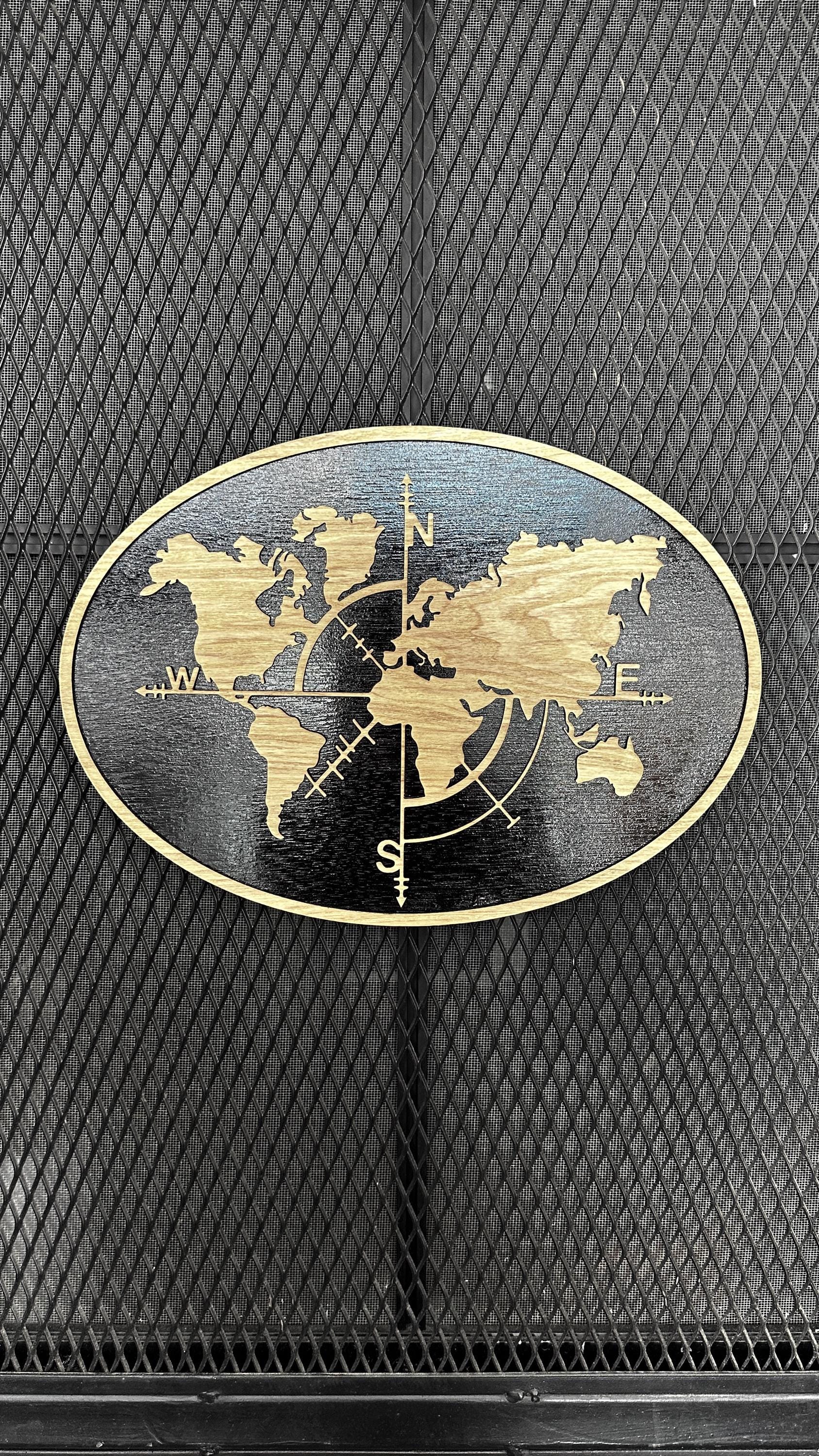 World Map Wood Sign 3D Wall Decoration Size 40x40 Cm - Etsy