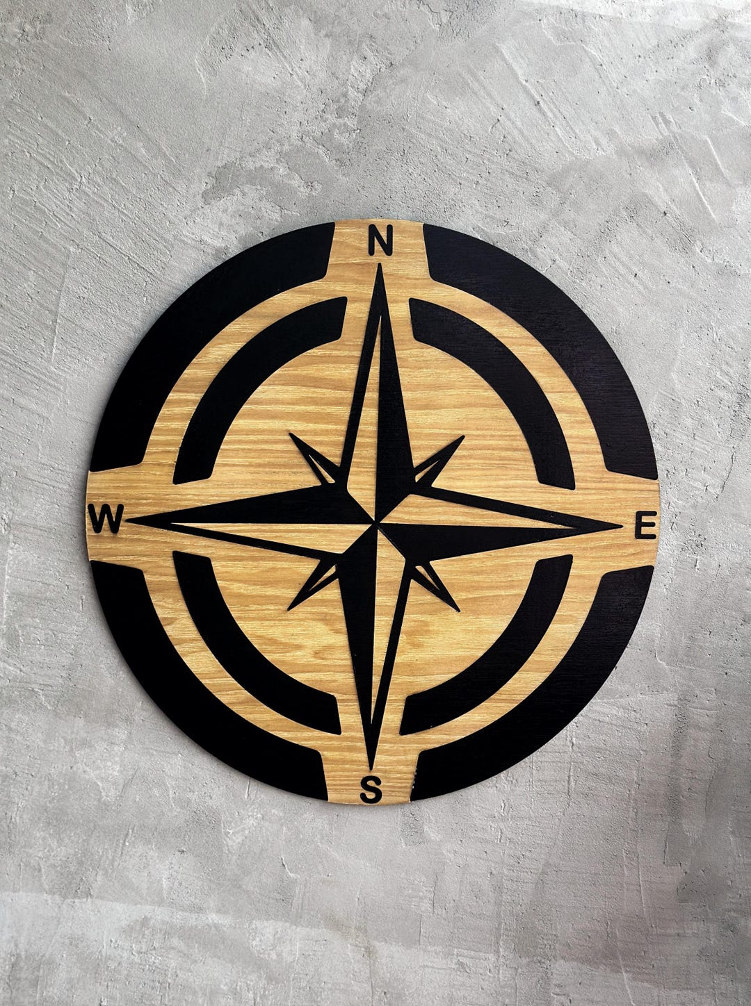 Compass Wood Sign 3D Wall Decoration Size 40x40 Cm - Etsy