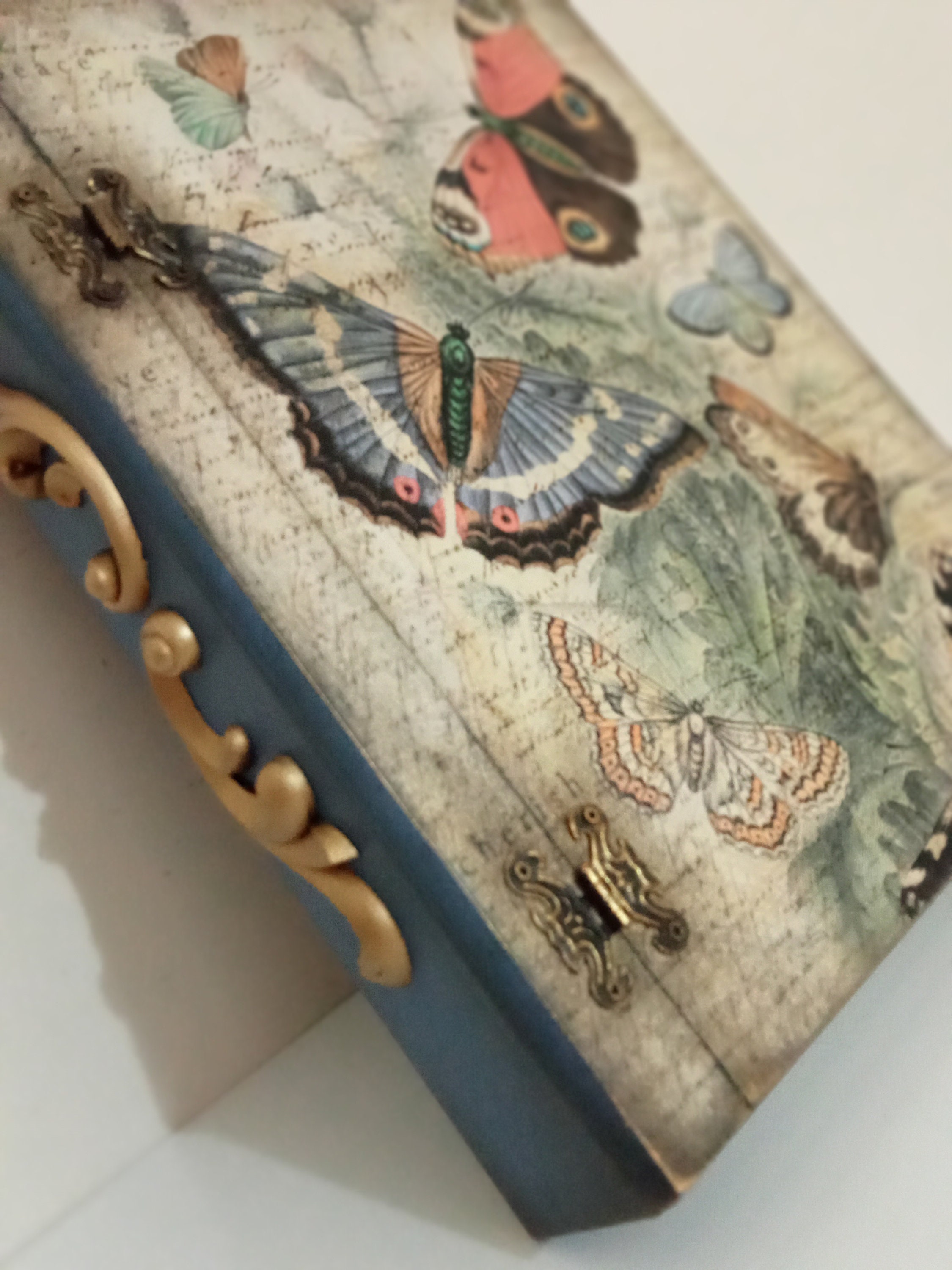 Wooden Book Box Gift Box Decorative Accessory Hand Painting Design Home ...