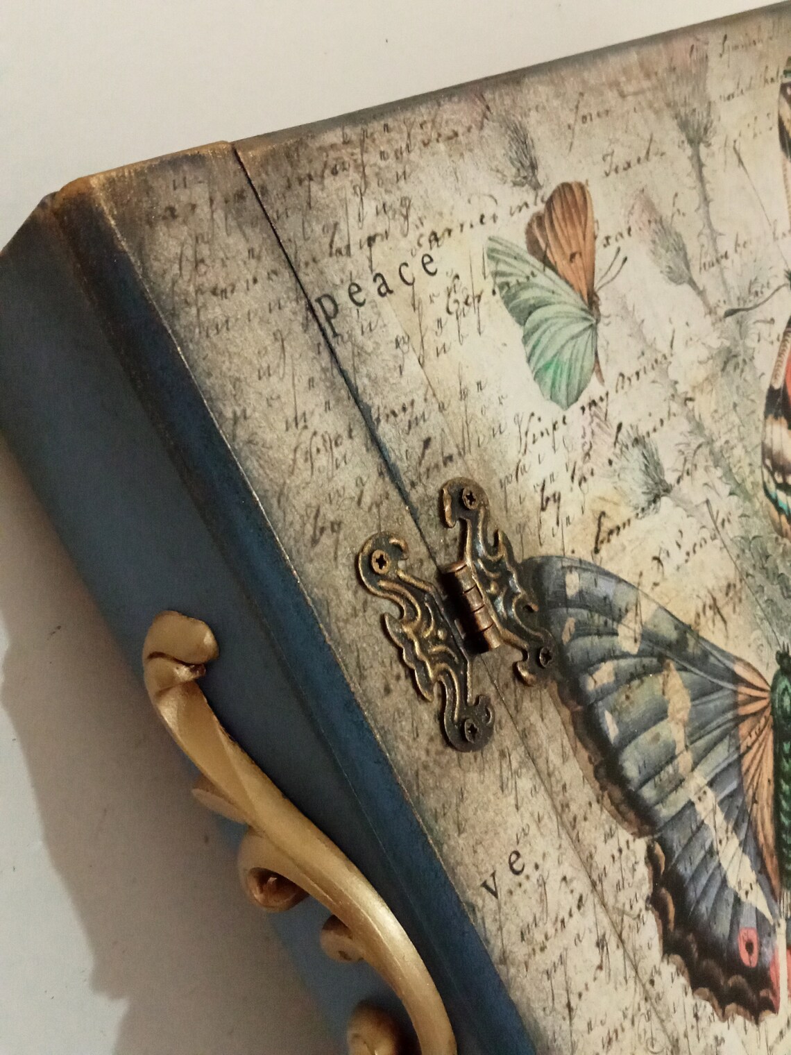 Wooden Book Box Gift Box Decorative Accessory Hand Painting Design Home ...