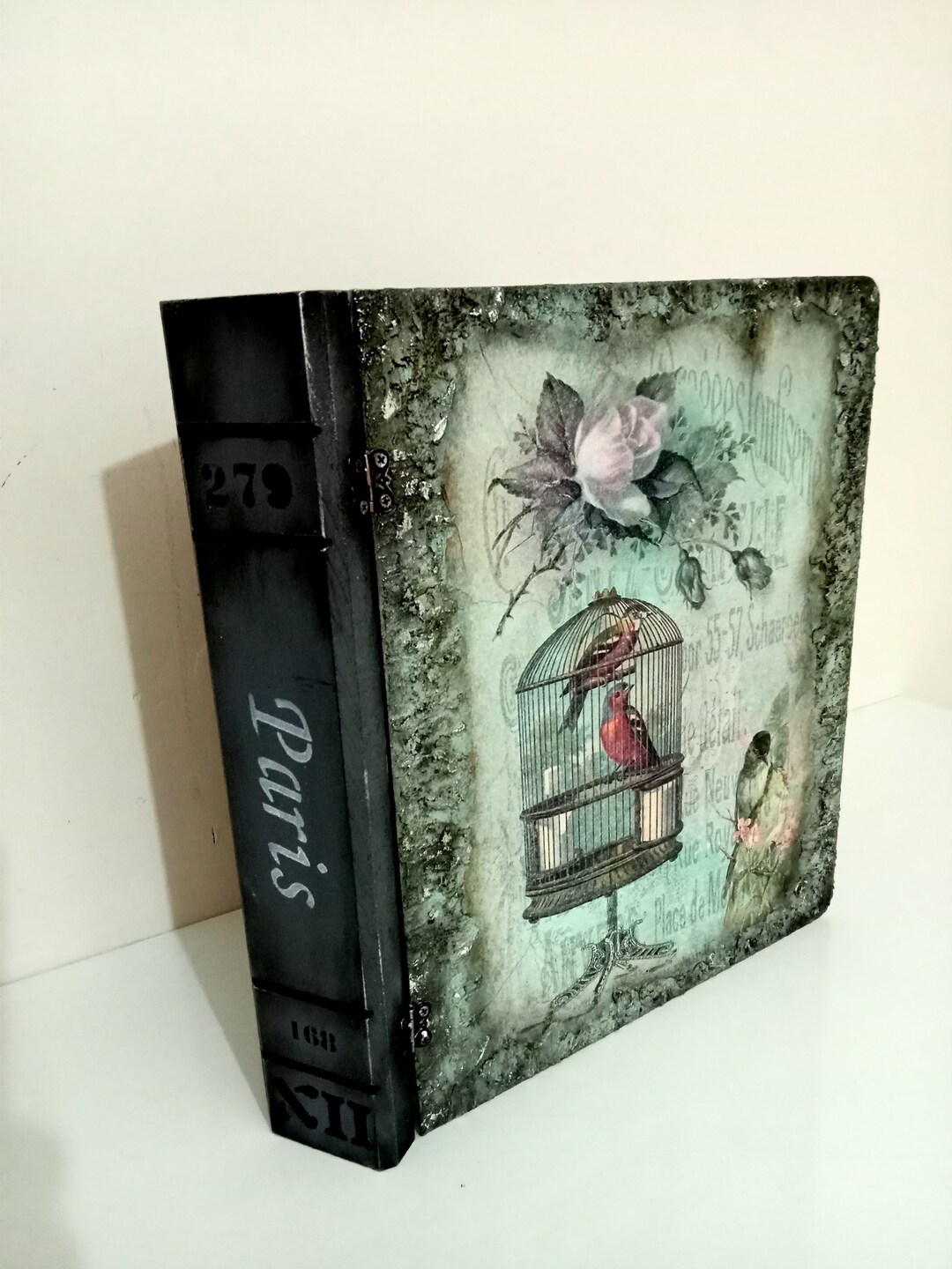 Wooden Book Box Home Decoration Accessory Decorative Painting Handmade ...