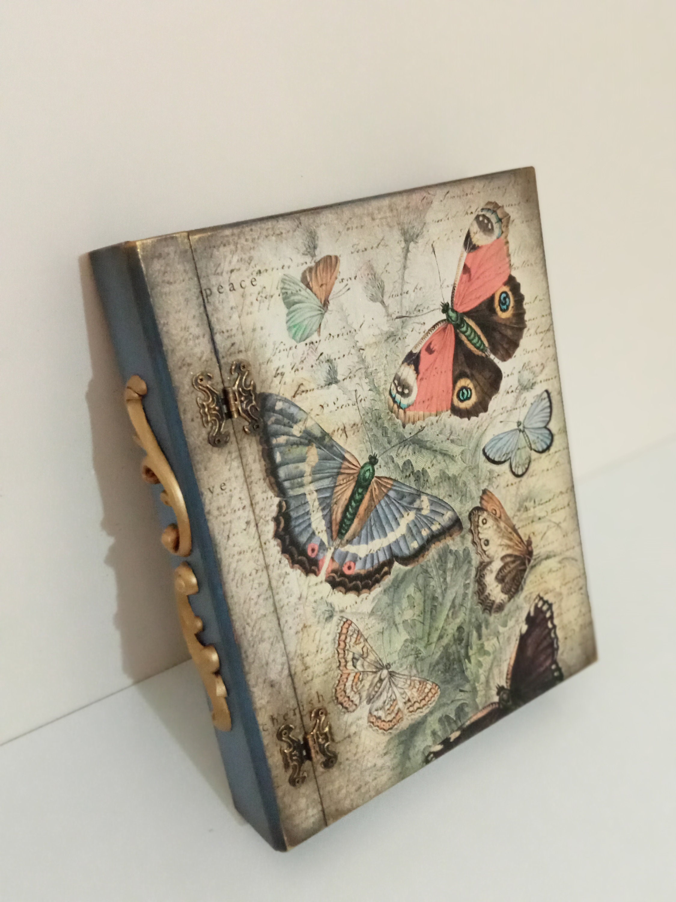 Wooden Book Box Gift Box Decorative Accessory Hand Painting Design Home ...