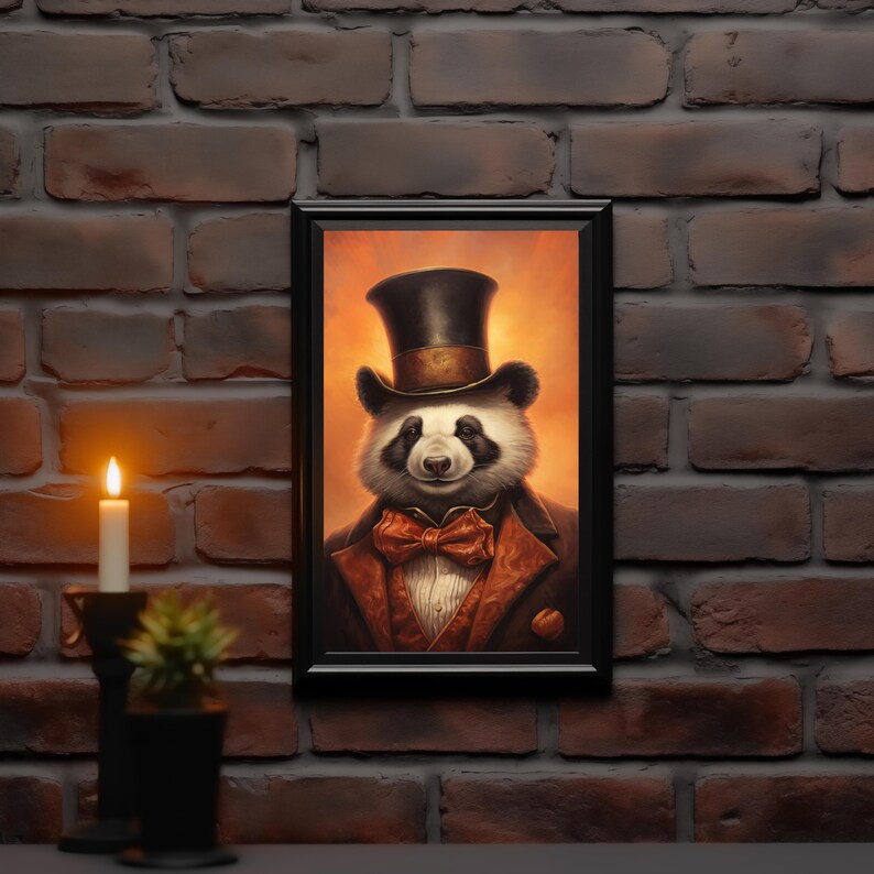 Vintage Panda Animal Portrait, Printable Wall Art, Renaissance Animals ...