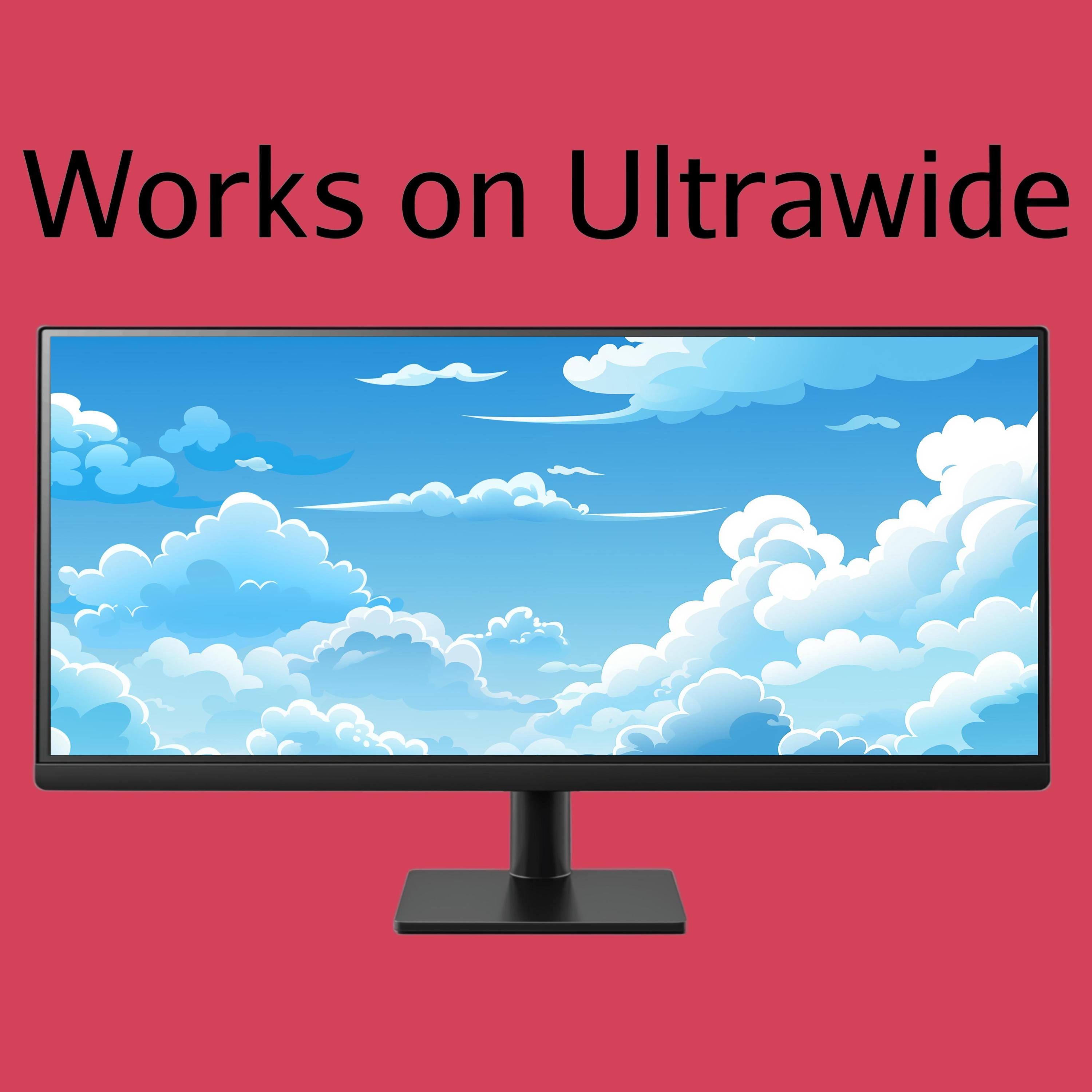 Cartoon Clouds Sky Digital Art Desktop Wallpaper Background, Ultrawide ...