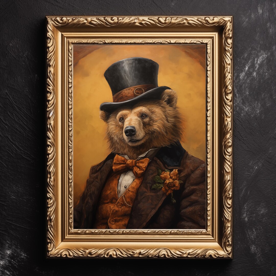 Vintage Bear Animal Portrait, Printable Wall Art, Renaissance Animals ...