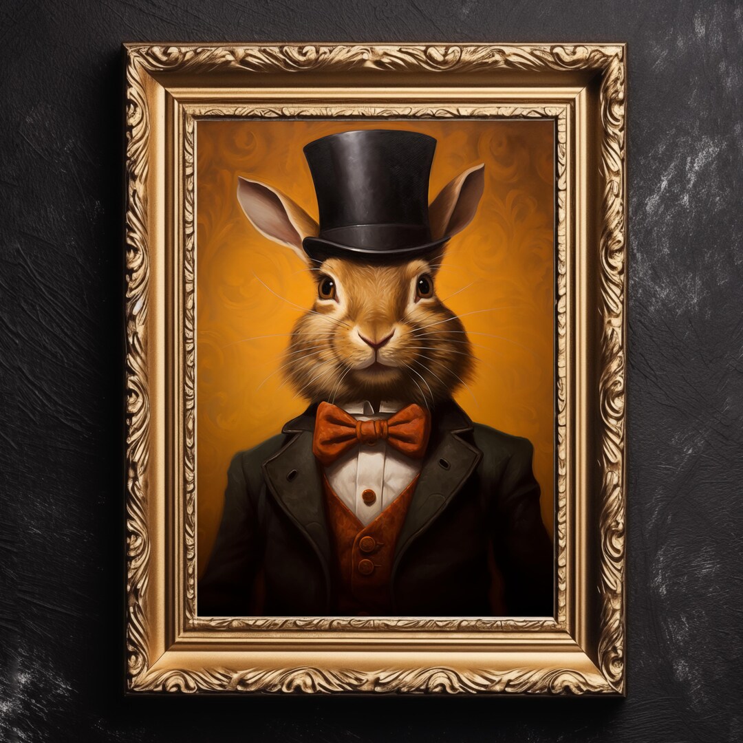 Vintage Hare Animal Portrait, Printable Digital Wall Art, Renaissance ...